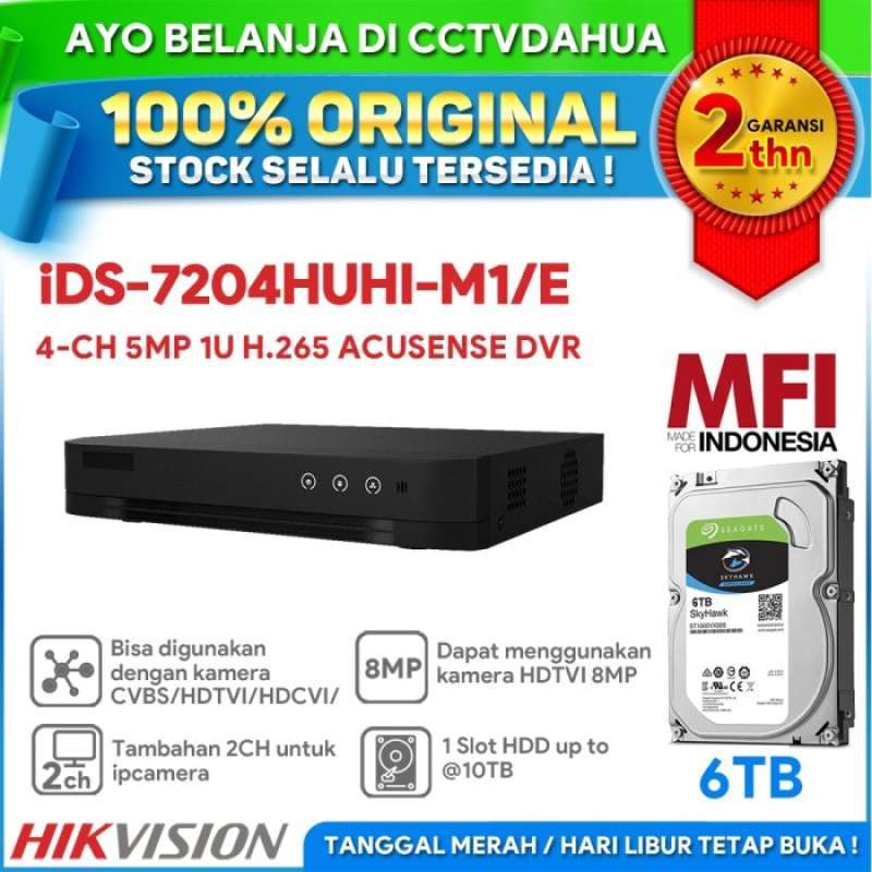 Promo Baru Hikvision Ids-7204Huhi-M1/E 4Ch H.265 Acusense Dvr Support 8Mp Resmi New - HDD 6TB ...