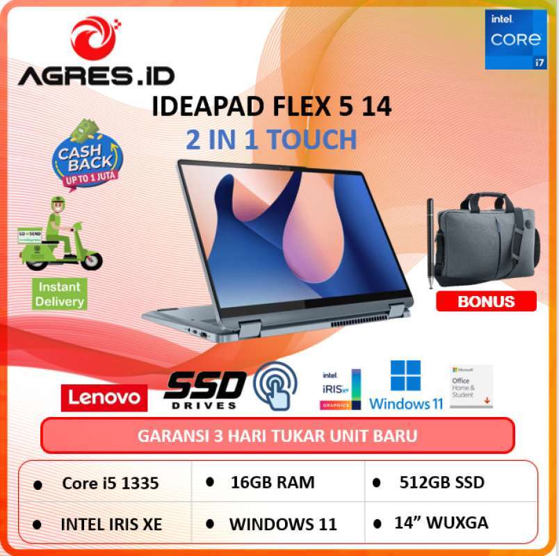 Jual Lenovo Ideapad Flex 5 TOUCH i5-1335U 16GB 512GB SSD W11 + OHS 14 ...