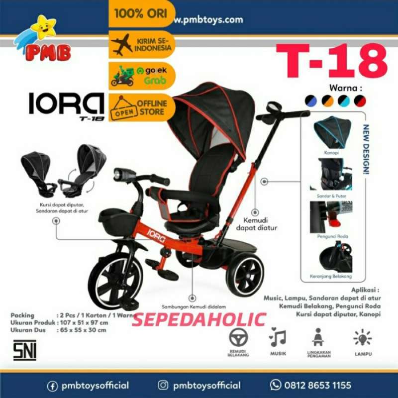 Promo Sepeda Anak Roda Tiga PMB IORA T 18 Fitur Lengkap Diskon 27% di ...