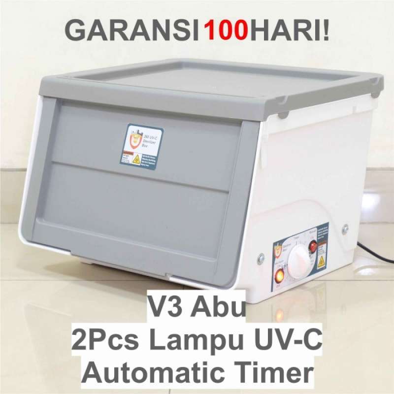 Promo UV-C Box Sterilisasi 2 Lampu TUV Otomatis Kotak Sterilizer V3 - Multicolor Abu Timer ...