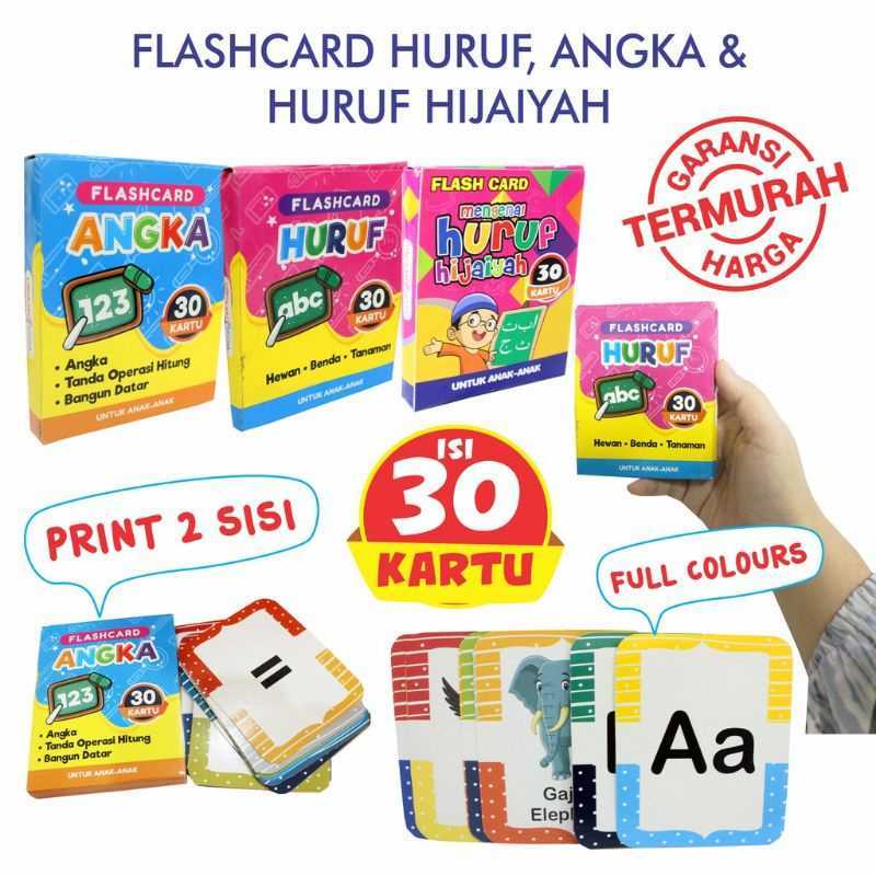 Jual Kartu Belajar Anak Mengenal Huruf Angka dan hijaiyah di Seller ...
