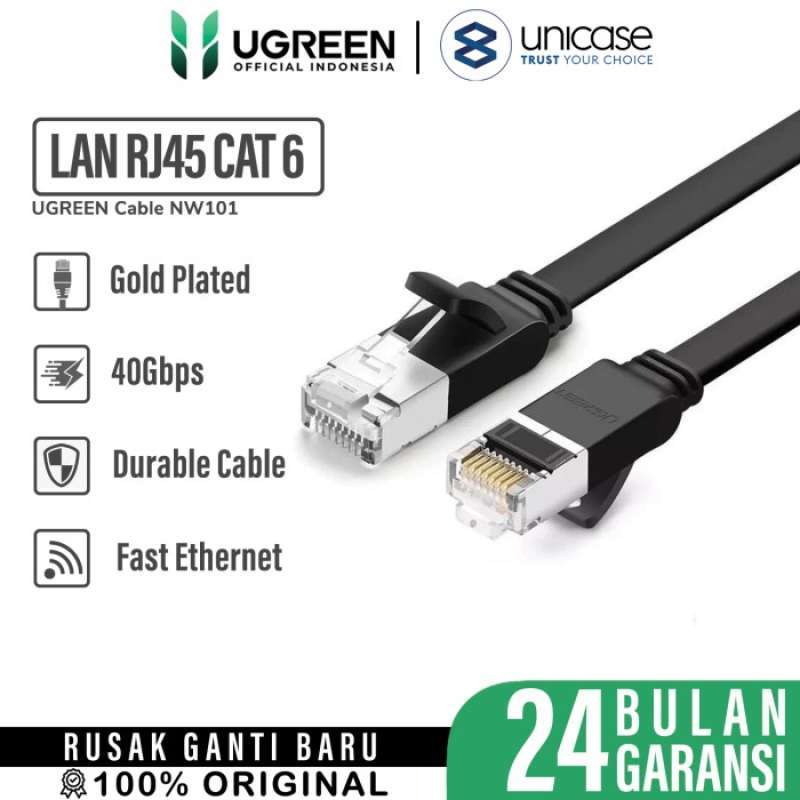 Promo CABLE LAN RJ45 CAT 6 UGREEN ETHERNET ROUND PURE COOPER UTP HIGH SPEED - Black 3m Diskon 50 ...