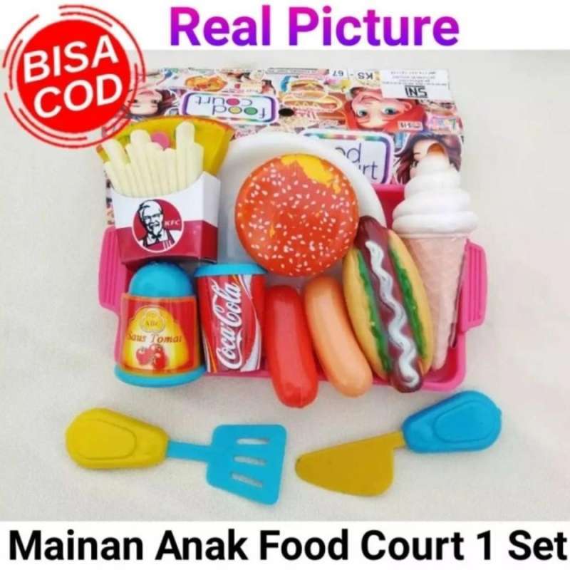 Jual Mainan Anak Kitchen Masak Masakan Food Court Ice Cream Burgers ...