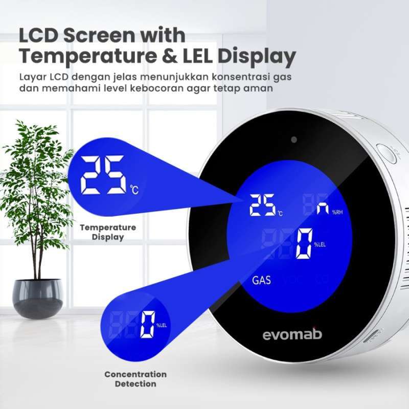 Promo Evomab Smart Home Gas Detector Portable Pendeteksi Sensor Gas ...