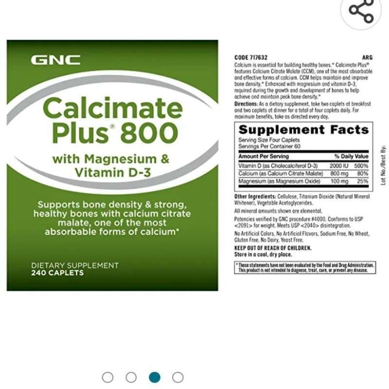 Jual GNC Calcimate Plus 800 with Magnesium Vitamin D-3 240 caps di ...