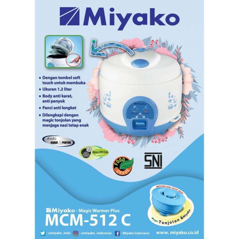 Jual MIYAKO Rice Cooker 1.2 Liter MCM-512C - BIRU di Seller Utama ...