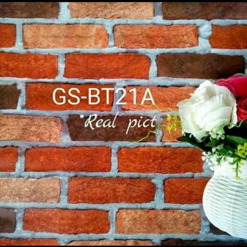 Jual wallpaper dinding bata full colour 45cm x 10m di Seller Supermart ...