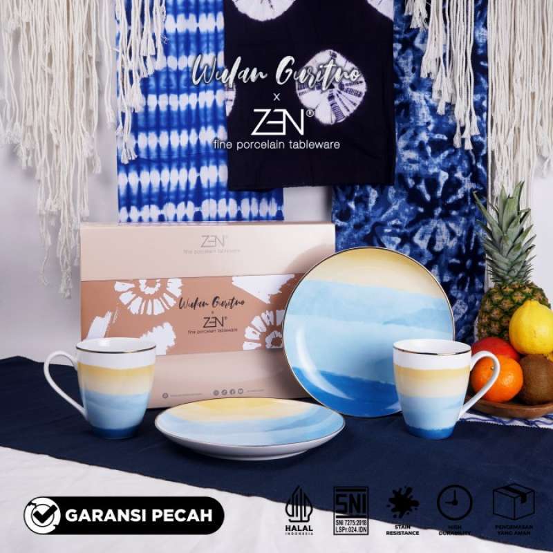 Promo ZEN x WULAN GURITNO Piring Mug Keramik Blissful Splash isi 4 pcs ...