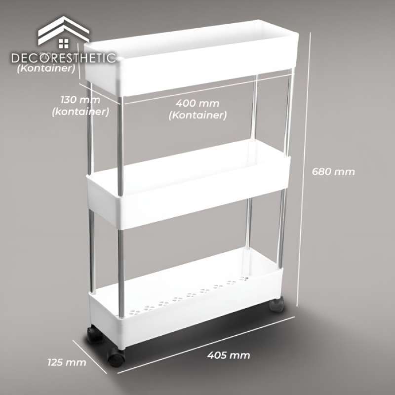Promo Rak Storage Organizer Tempat Barang Roda Portable Minimalis 3 ...