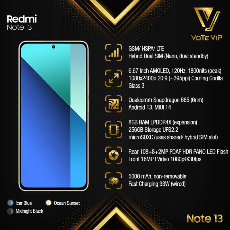 Promo Xiaomi Redmi Note 13 8/256 Garansi Resmi Xiaomi Indonesia - Black ...