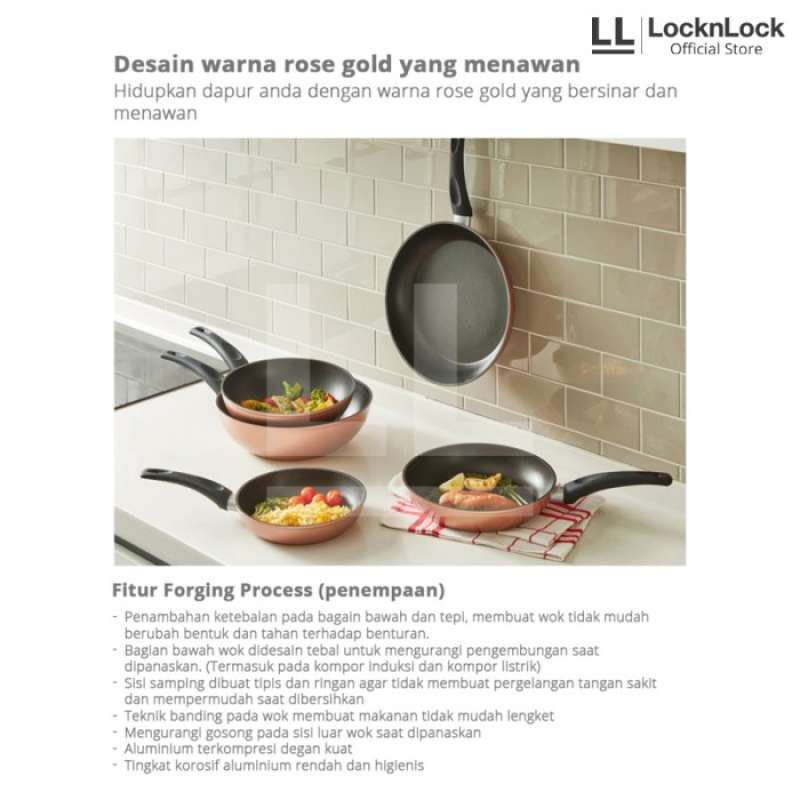 Promo LocknLock - Wajan Induksi Rosy Gold IH - Frypan 20cm Diskon 23% ...