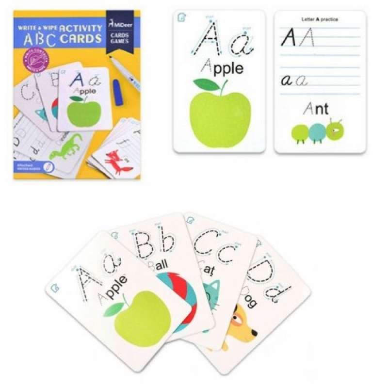 Promo Mideer Write And Wipe Activity Cards ABC Belajar Menulis Huruf ...