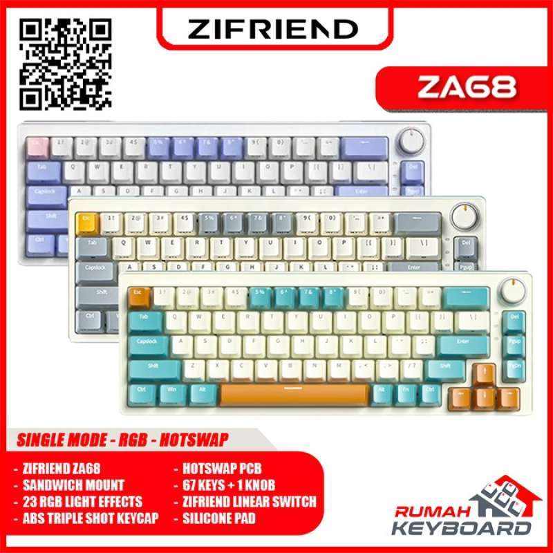Promo Mechanical Keyboard - Zifriend Za68 - 65% - Wired - Rgb - Hotswap ...