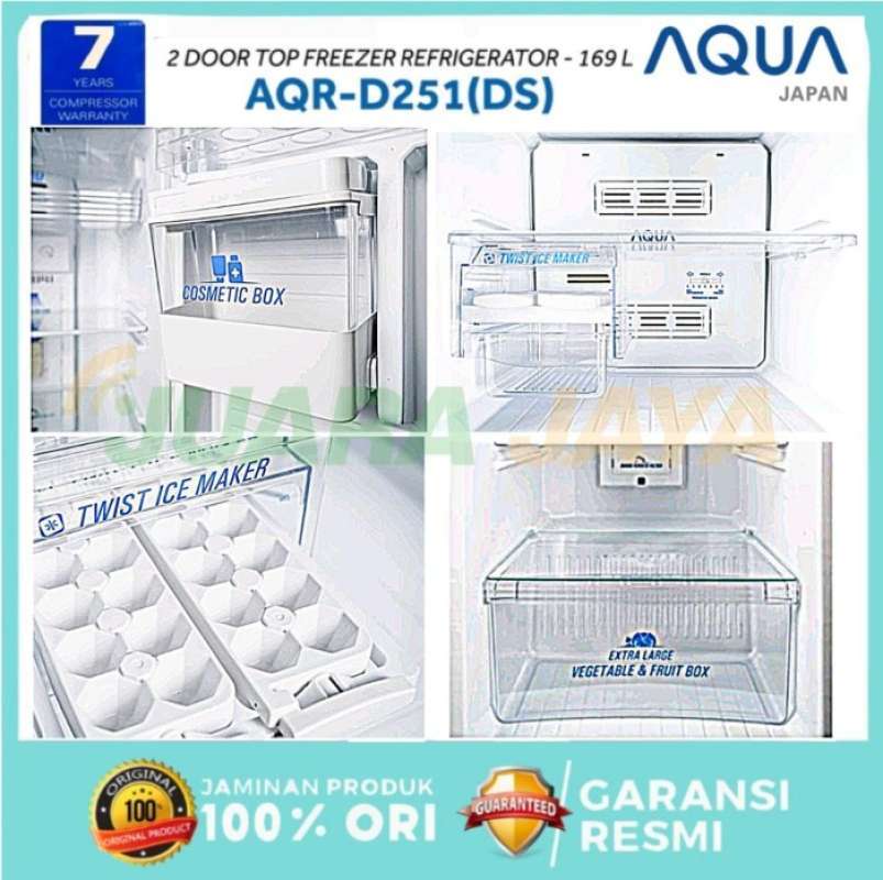 Promo Aqua Kulkas 2 Pintu Tanpa Bunga Es Low Watt - 169 L - Aqr-D251 Ls ...