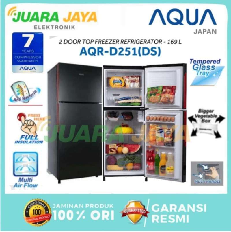 Promo Aqua Kulkas 2 Pintu Tanpa Bunga Es Low Watt - 169 L - Aqr-D251 Ls ...
