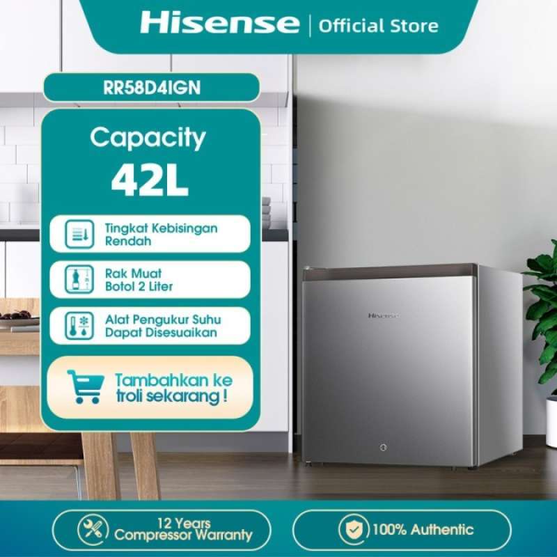 Promo Hisense Kulkas Mini Portable 42L Lemari Es Mini Bar Rr58D4Ign ...
