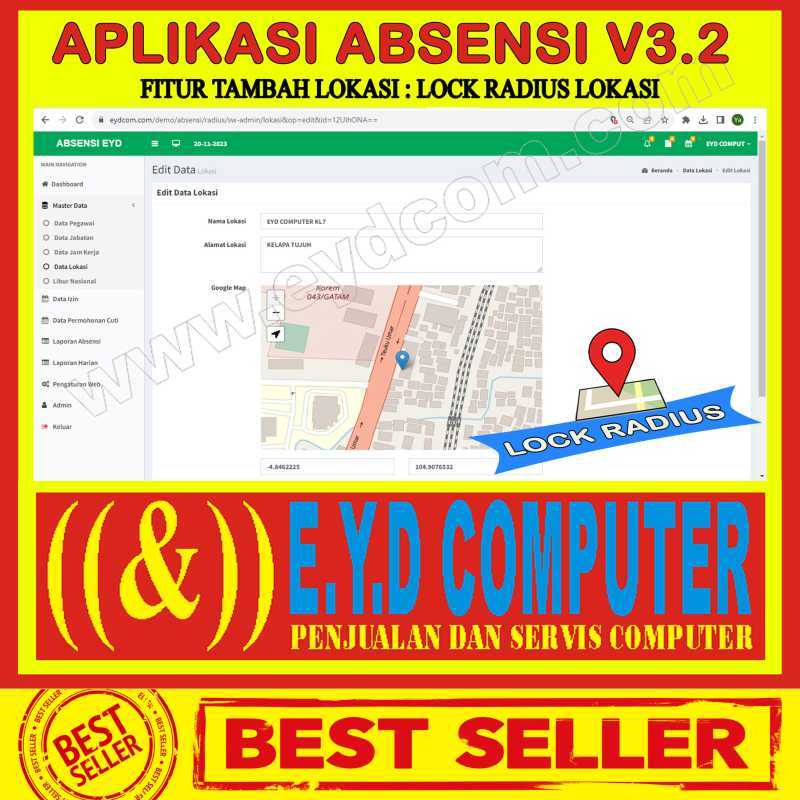 Jual SOURCE CODE APLIKASI ABSENSI SELFIE V.3.2 DENGAN RADIUS LOKASI ...