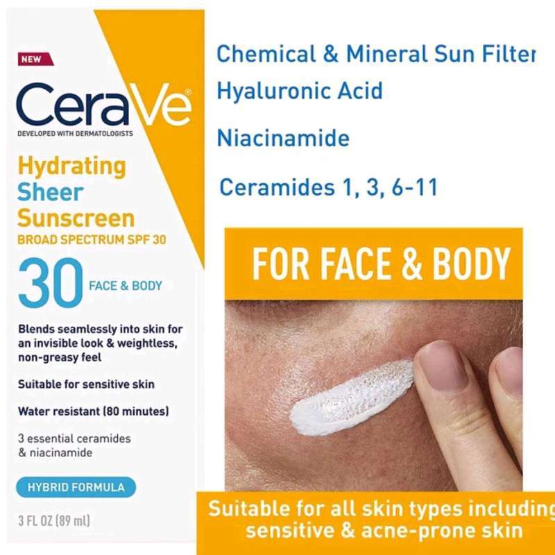 Jual Cerave sunscreen hydrating sheer face lotion spf 30 di Seller Healing Hands - Sukagalih ...
