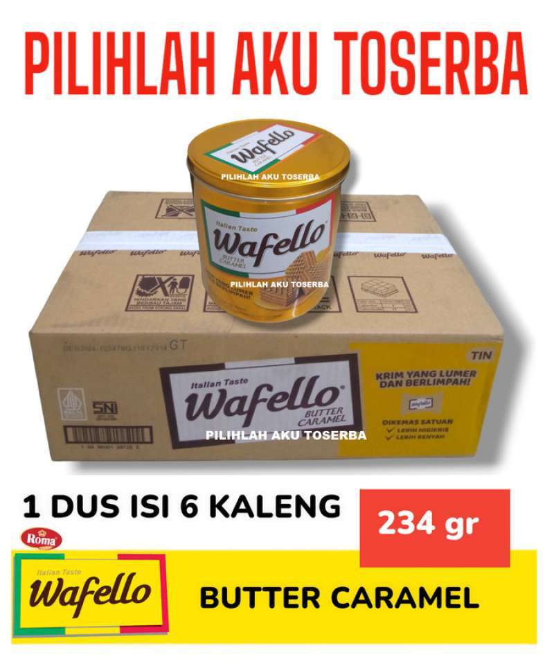 Promo Roma Wafello Butter Caramel Kaleng - ( Harga 1 Dus ) Diskon 12% ...