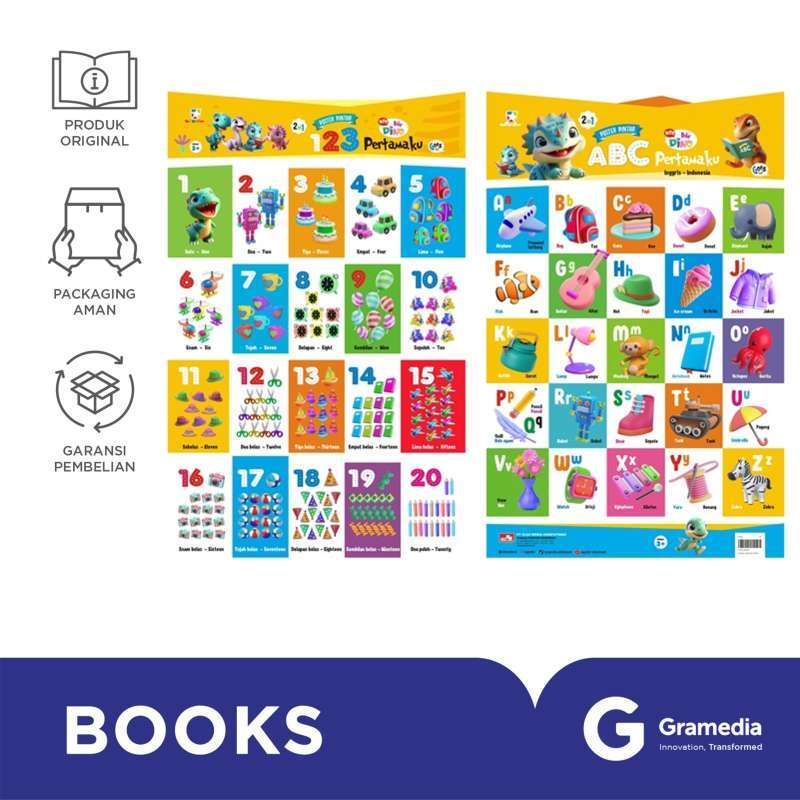 Promo Opredo 2 In 1 Poster Pintar Hello Baby Dino : 123 & Abc Pertamaku ...