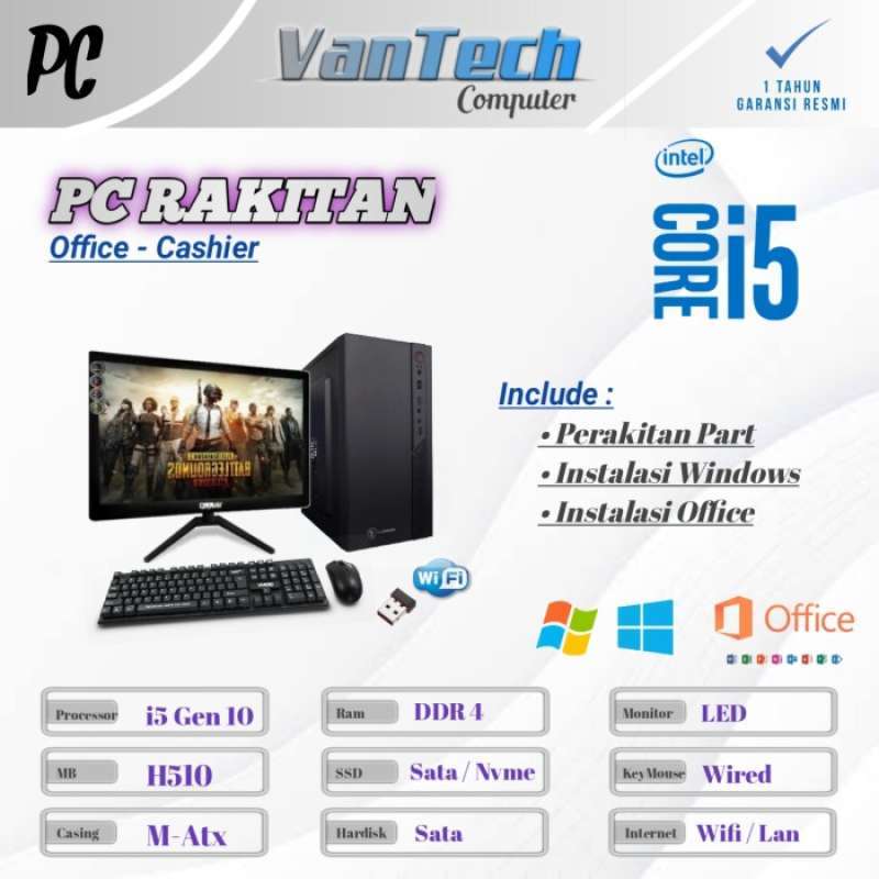 Promo Komputer Pc Rakitan Office Core I5 10400 Siap Pakai Diskon 23% Di ...