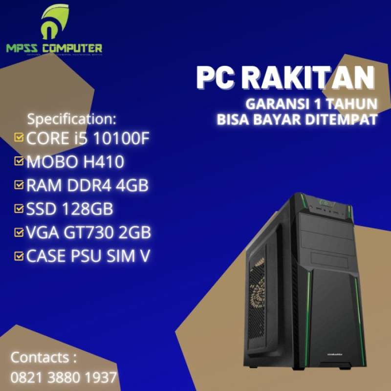 Promo Cpu/pc Rakitan Core I3 10100f Ram 8gb Ssd 128gb Vga Gt730 2gb Sim ...