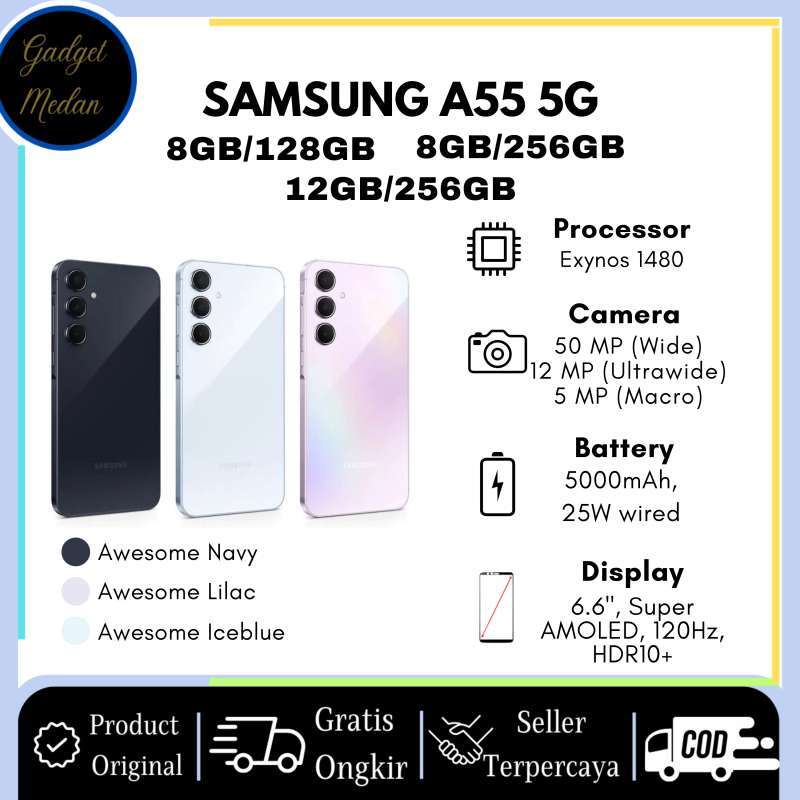 Jual Samsung Galaxy A55 5g 8/128 8/256 12/256 Garansi Resmi - Gadgetmedan - Awesome Lilac 12/256 ...