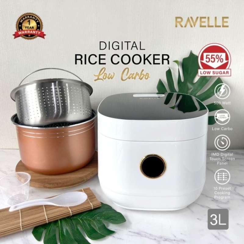 Promo Ravelle Rice Cooker Jade Green 3 Liter - Digital Low Carbo Rice ...