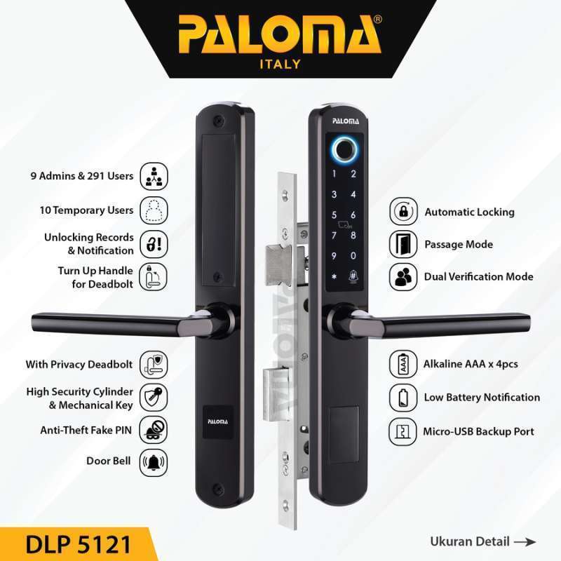 Promo Paloma Dlp 5121 Digital Lock Smart Slim Door Frame Aluminium Wifi ...