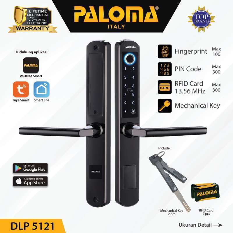 Promo Paloma Dlp 5121 Digital Lock Smart Slim Door Frame Aluminium Wifi ...