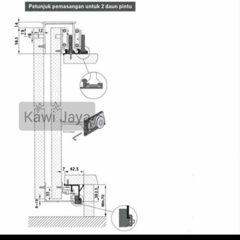 Jual Paket Lemari Rel Roda Sliding 2m 2 Daun Pintu Gantung Rg As 99 ...