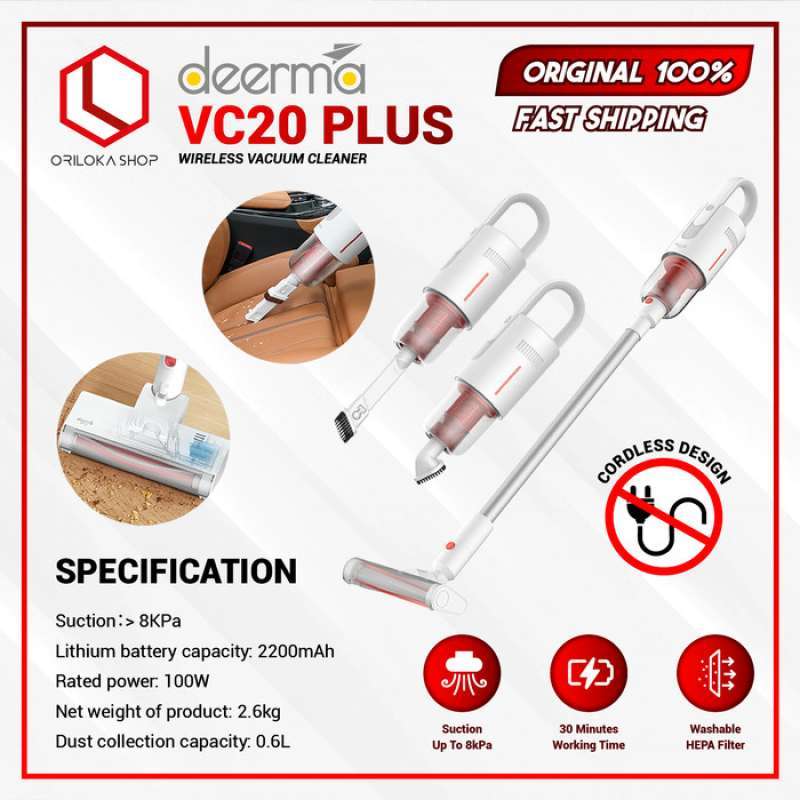 Promo Deerma Vc20 Plus Wireless Vacuum Cleaner Stick Ultra-quiet 5500pa ...