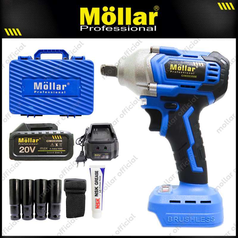 Jual Mollar Ciw20350-e Cordless Impact Wrench 1 Baterai 20v Bor Buka ...