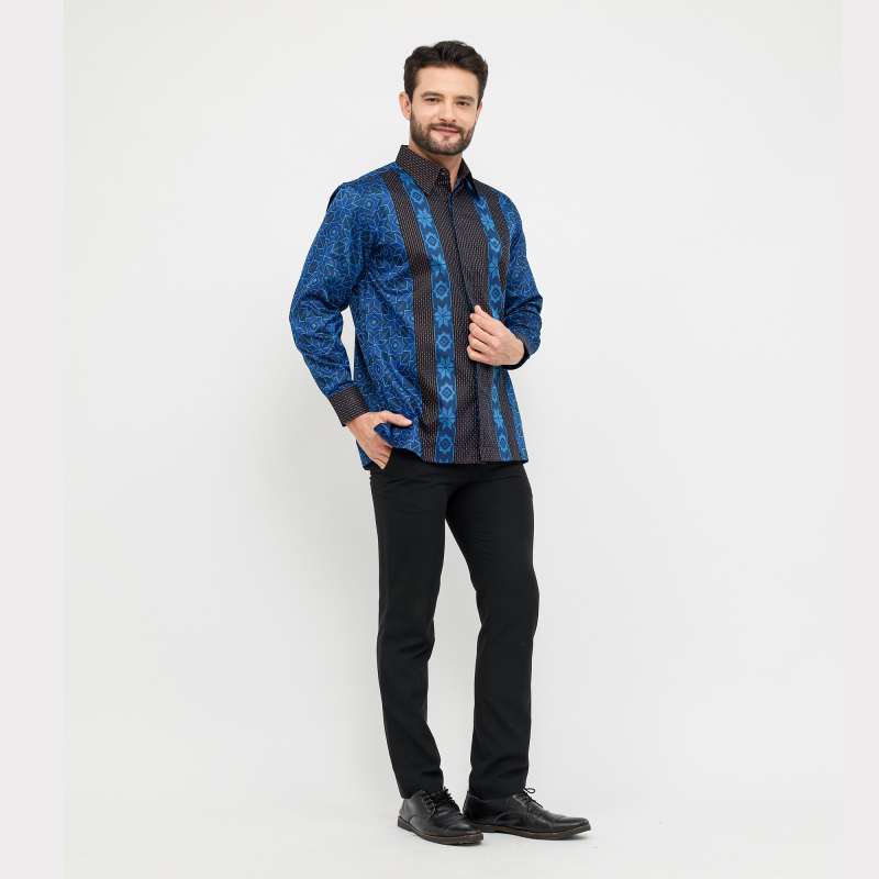 Promo Baju Batik Bhs Excellent Warna Biru Hitam Diskon 50% Di Seller ...