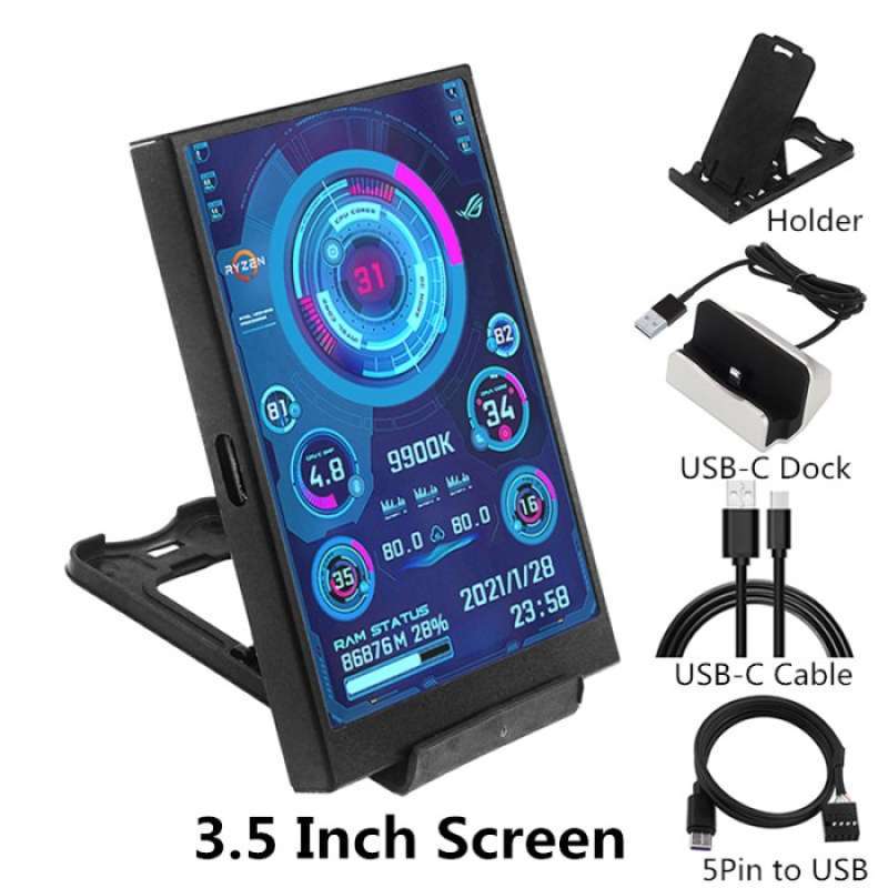 Promo Turing Smart Ary Screen Ips Display Usb Type C Cpu Gpu Monitor 1562