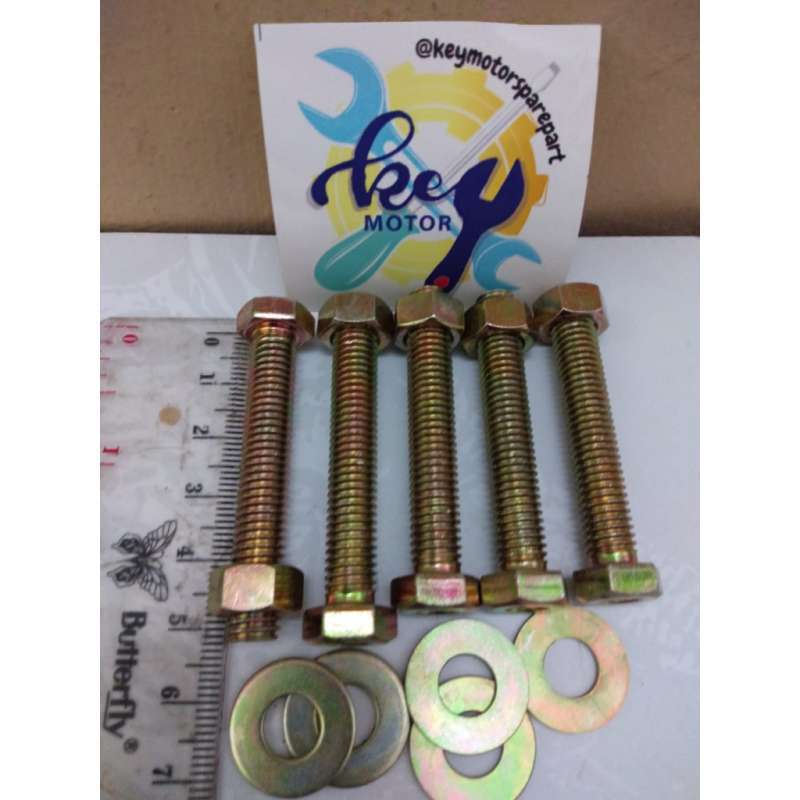 Jual Baut Kunci 12 Motor Kuningan 8 X 50 Baut + Mur + Reng 12 - Harga ...