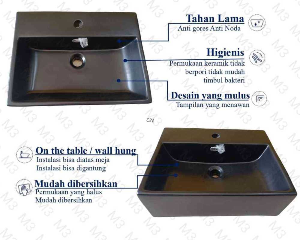 Jual Wastafel Keramik K282 / Wastafel Cuci Tangan / Wastafel Hitam Abu ...