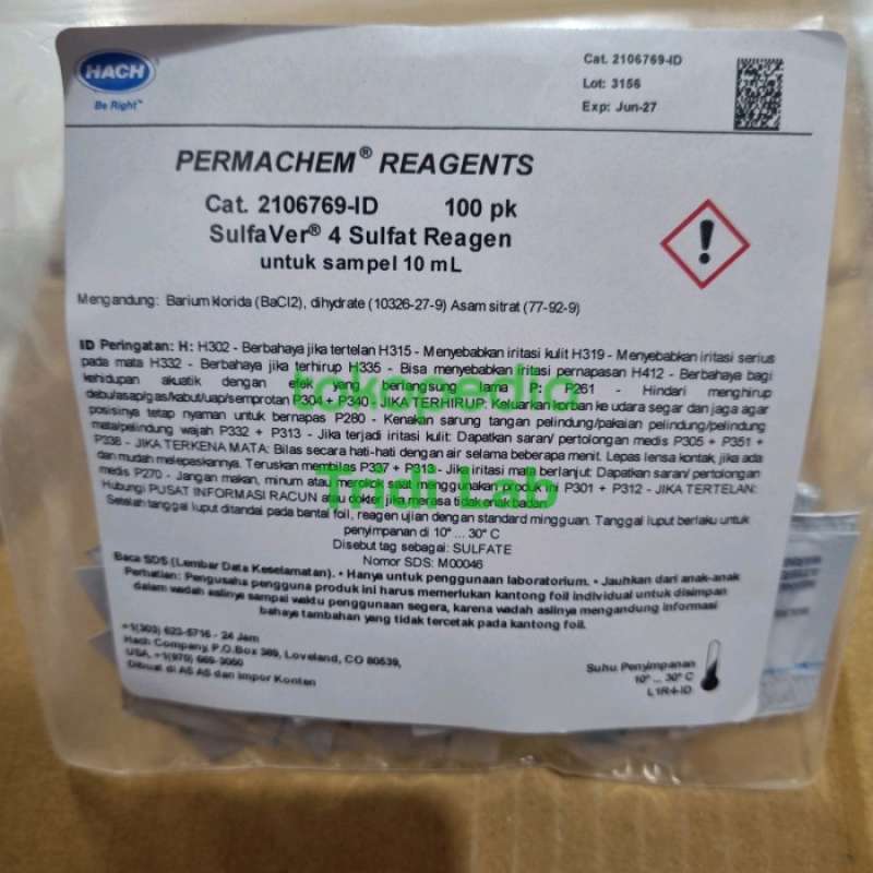 Promo Hach Sulfaver 4 Sulfate Reagent Powder Pillows 10 Ml/hach 2106769 ...