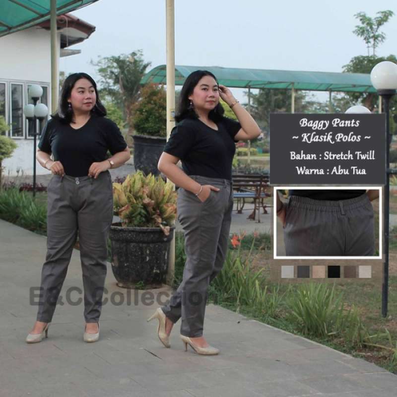 Promo Celana Bahan Wanita Super Jumbo- Big Size Baggy Pants- 2l 4l 5l 6l 8l - Hitam, 2l - Abu ...