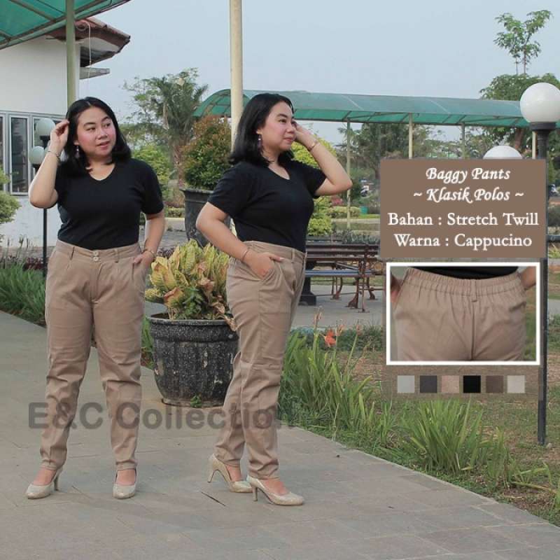 Promo Celana Bahan Wanita Super Jumbo- Big Size Baggy Pants- 2l 4l 5l 6l 8l - Hitam, 2l - Abu ...