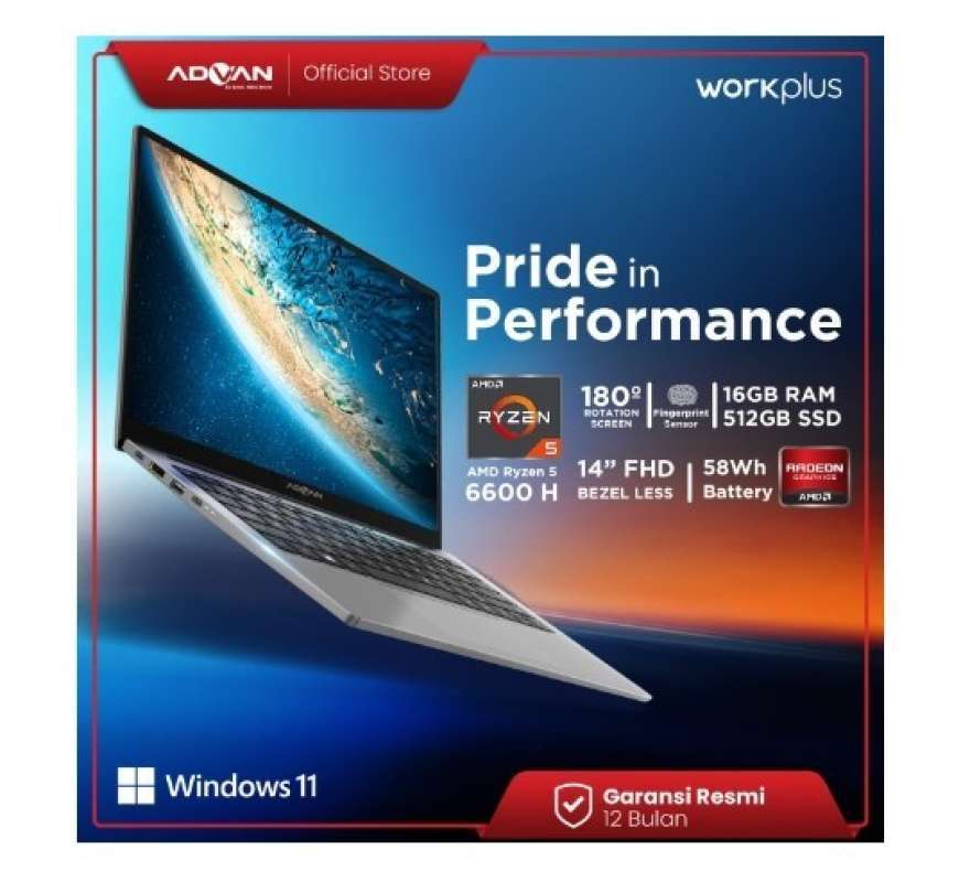 Jual Advan Workplus Ryzen 5 6600h 16gb 512gb Ssd 14 Fhd Ips W11 Silver ...
