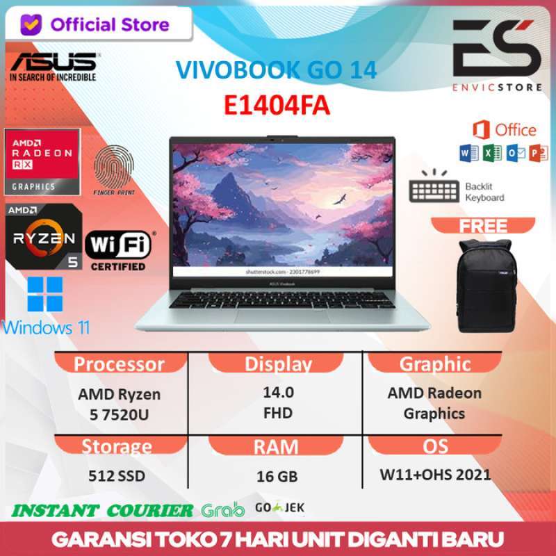 Jual Asus Vivobook Go 14 E1404fa Ryzen 5 7520u 16gb 512gb W11+ohs 14 ...