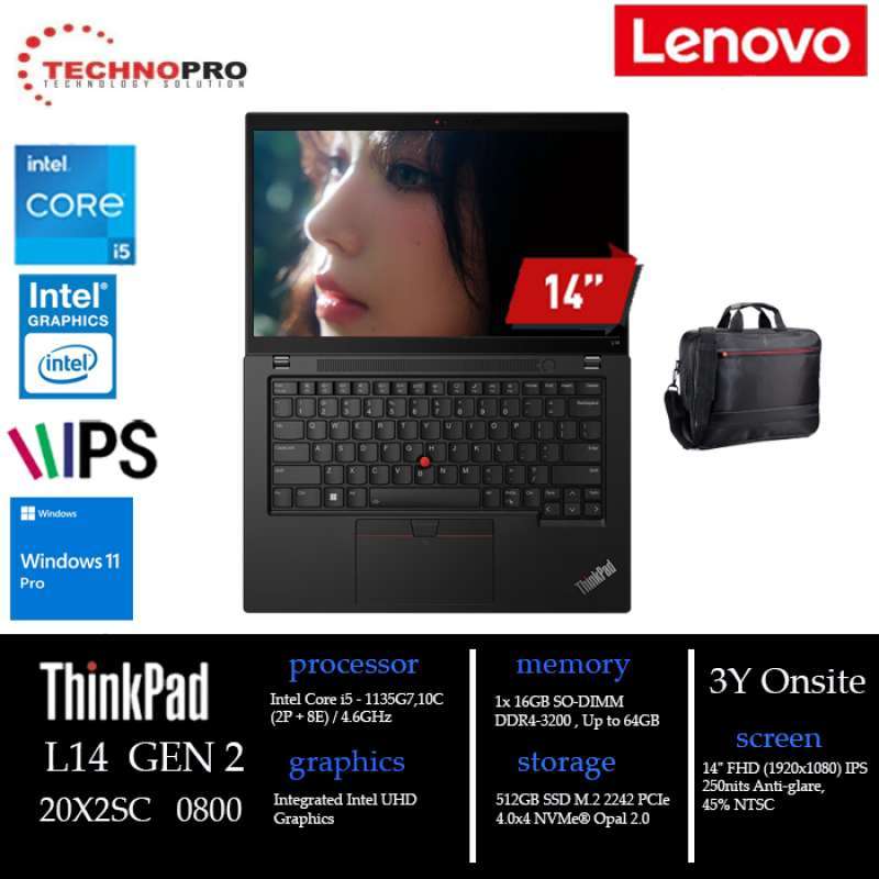 Promo Lenovo Thinkpad L14 Gen 2 0800 || Intel Core I5-1135g7 Intel Uhd ...