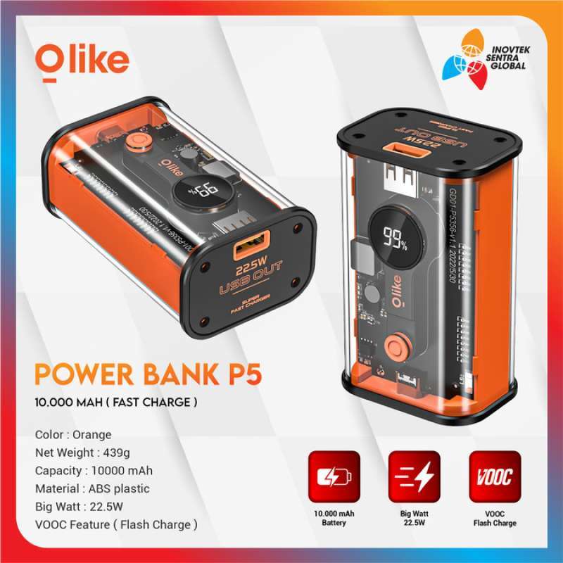 Promo Olike P5 Blitz Power Bank 10000mah 22.5w Vooc Fast Charging ...