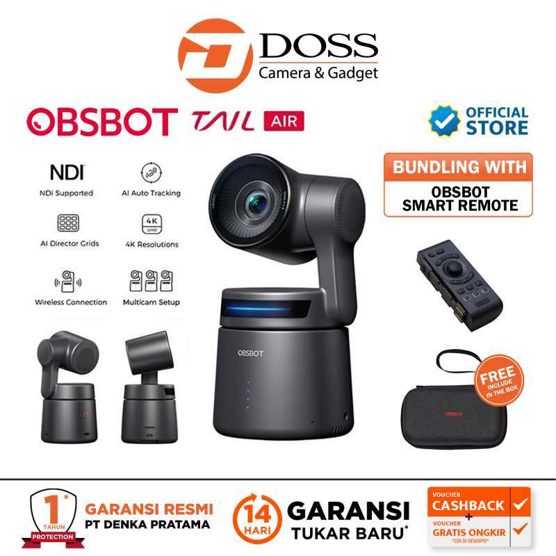 Jual Obsbot Tail Air Ai-powered 4k Ptz Webcam Streaming Camera Portable ...
