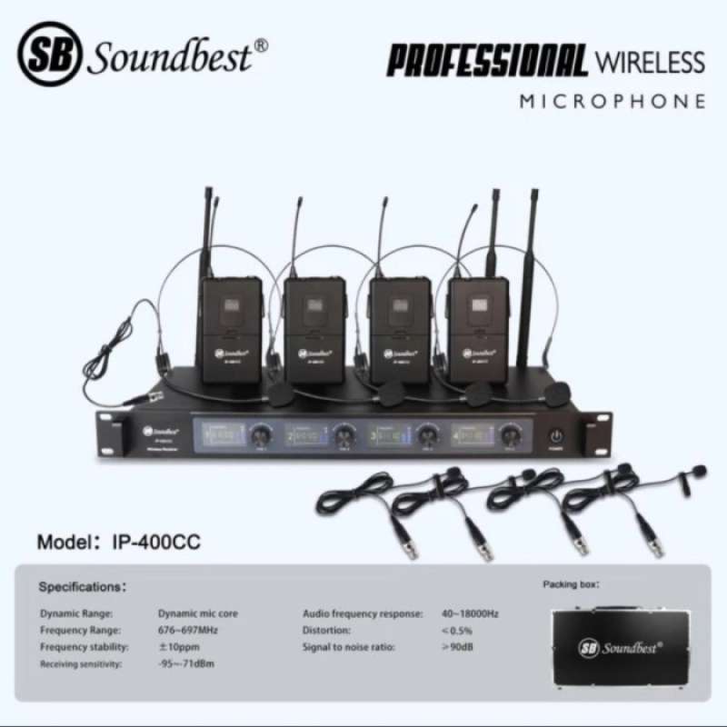 Jual Microphone Wireless Soundebst Ip 400 Cc 4 Mic Clip On Dan Bando Di ...