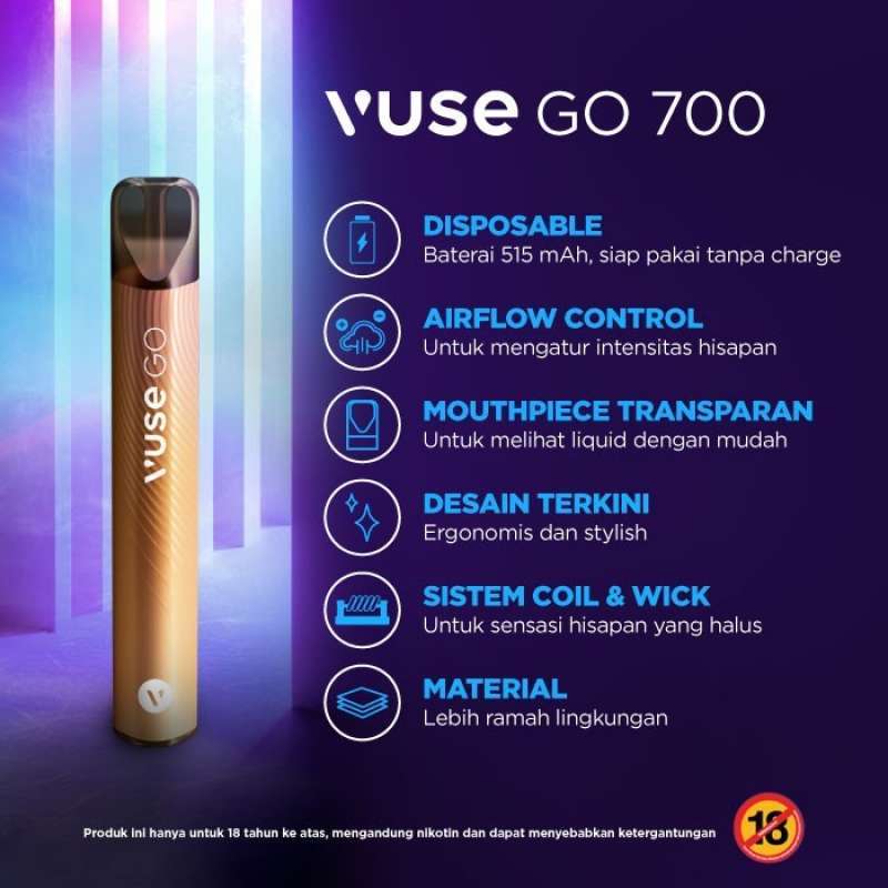 Promo Vape Vuse Go 700 Mint Ice 3% Diskon 25% Di Seller Cvsuksesabadi ...