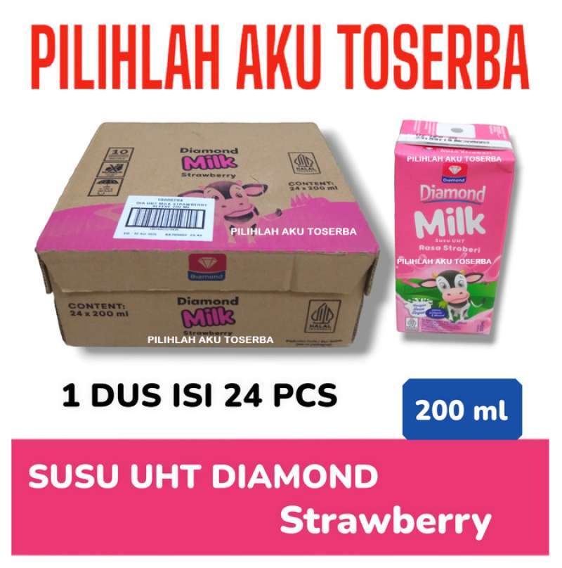 Promo Susu Diamond Uht Strawberry Ukuran 200 Ml - ( Harga 1 Dus Isi 24 ...