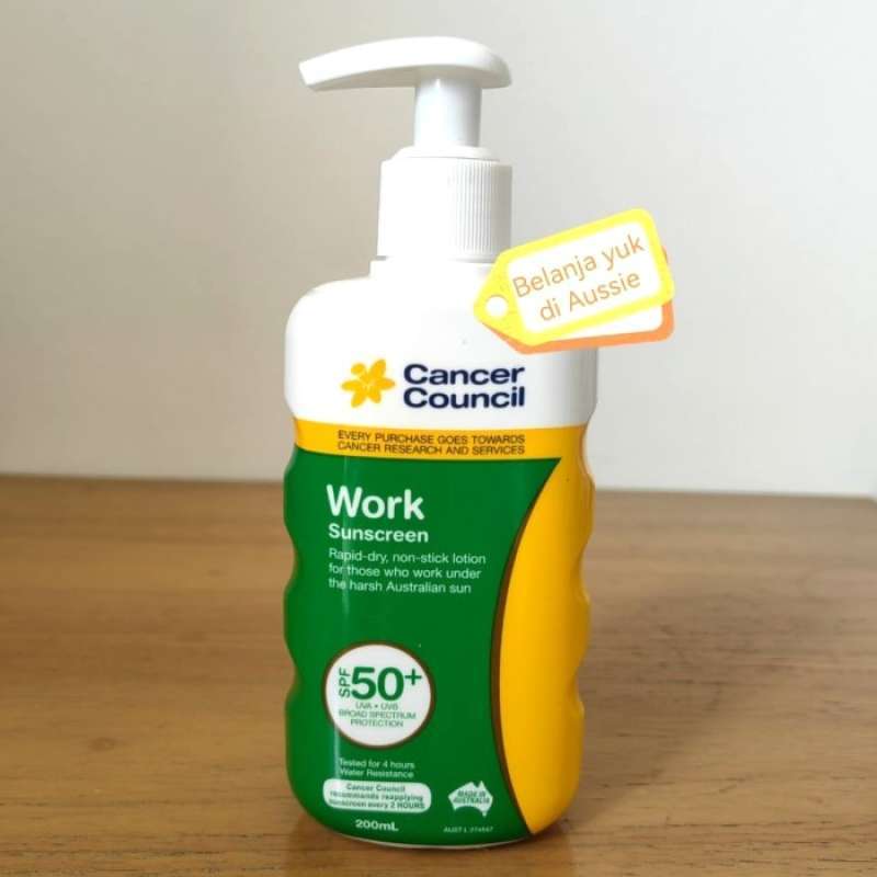 Promo Cancer Council Work Sunscreen Spf 50+ Pump 200ml - Made In ...