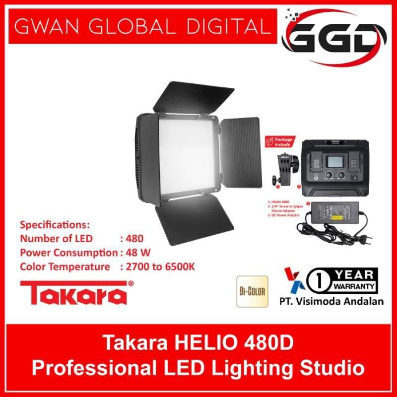 Jual Takara Helio 480d Bi-color Led Lighting Studio Photo Video Light ...